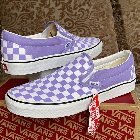 Vans | Shoes | Vans Classic Slip On Checkerboard Violet Tulip Men ...